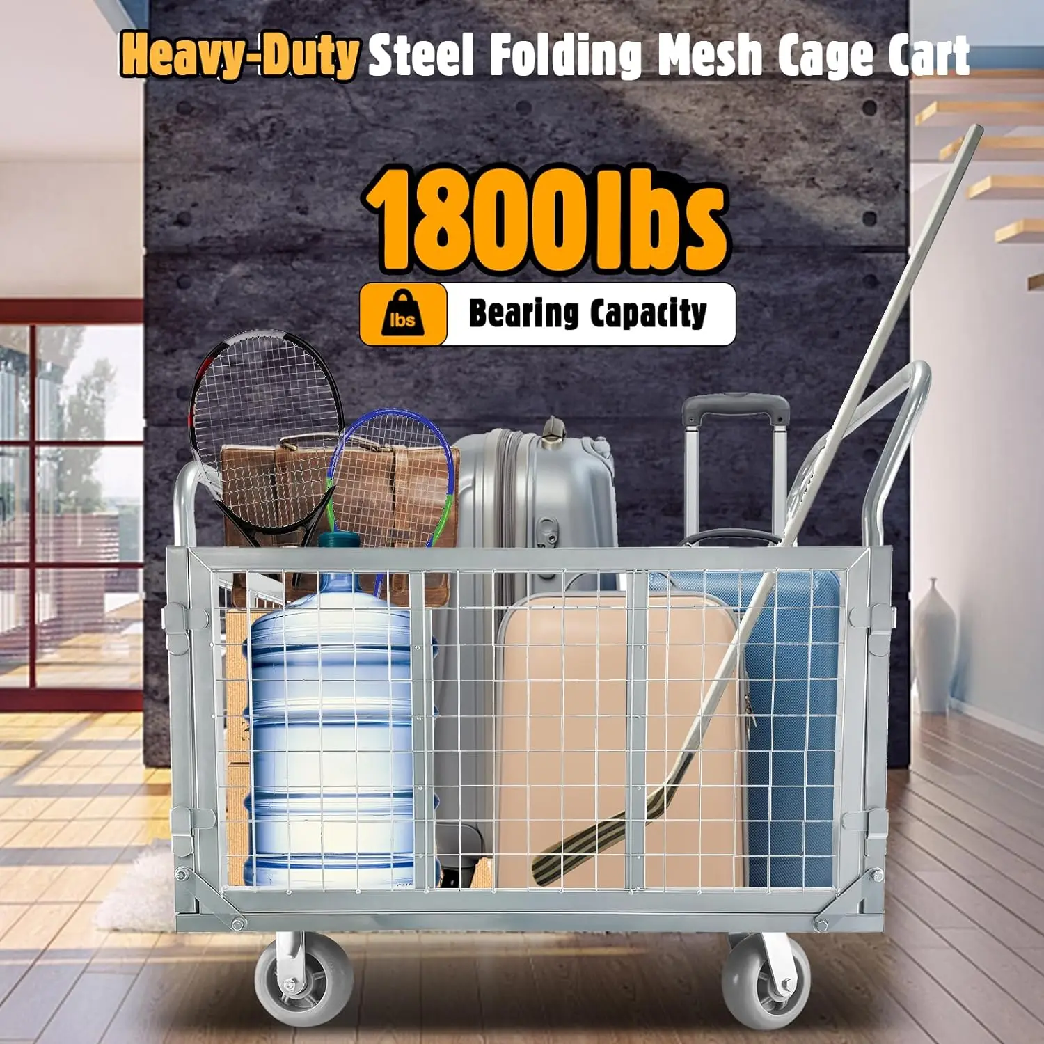 Medium Duty Custom Steel Zinc Wire Mesh Roll Cage Pallet Trolley ...