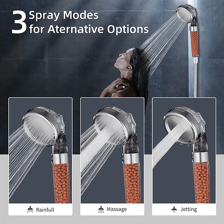3 Modes High Pressure Water Softener Ionic Handheld Showerhead Water