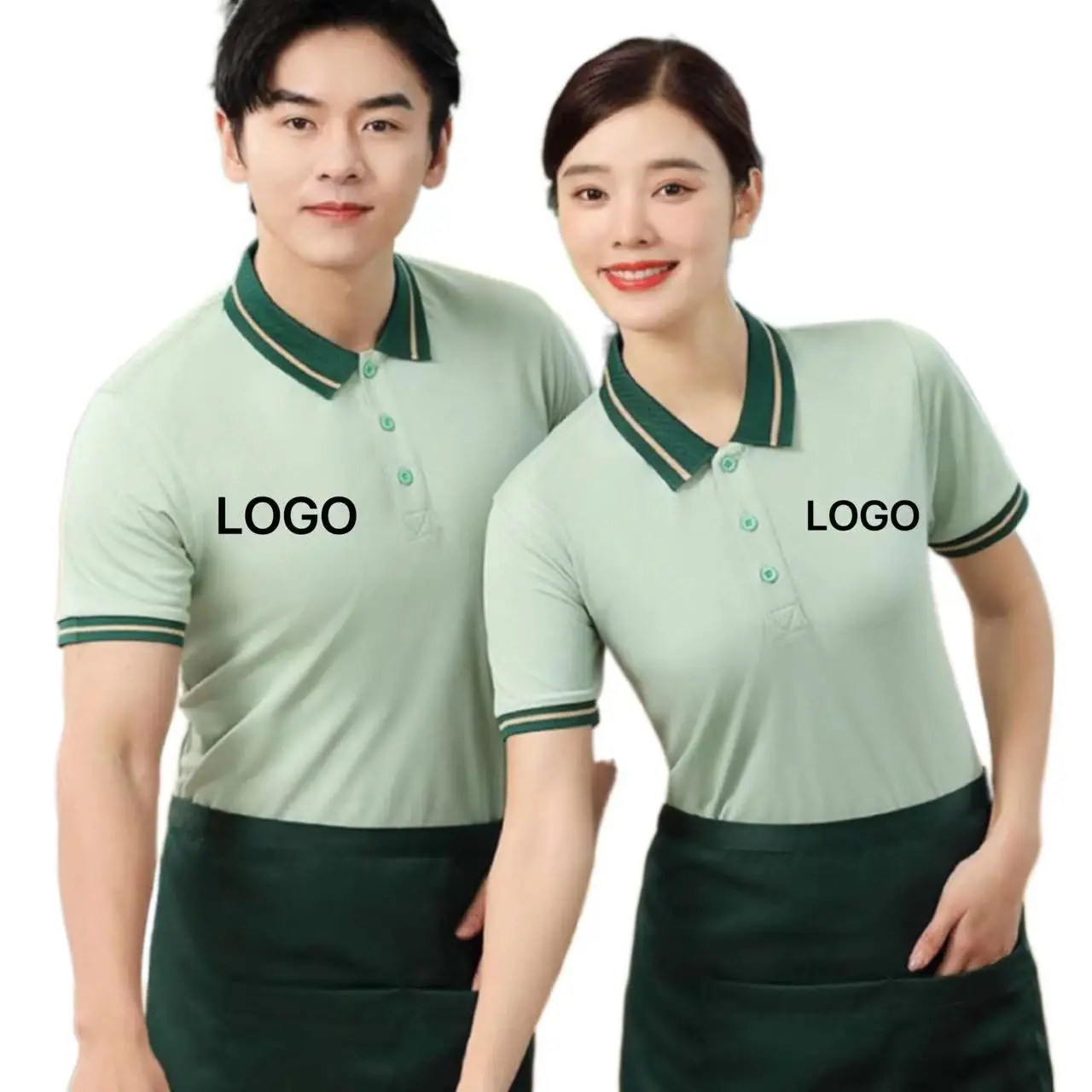 8 Colors Restaurant Waiter Uniforms - Polo Shirts with Custom Logo