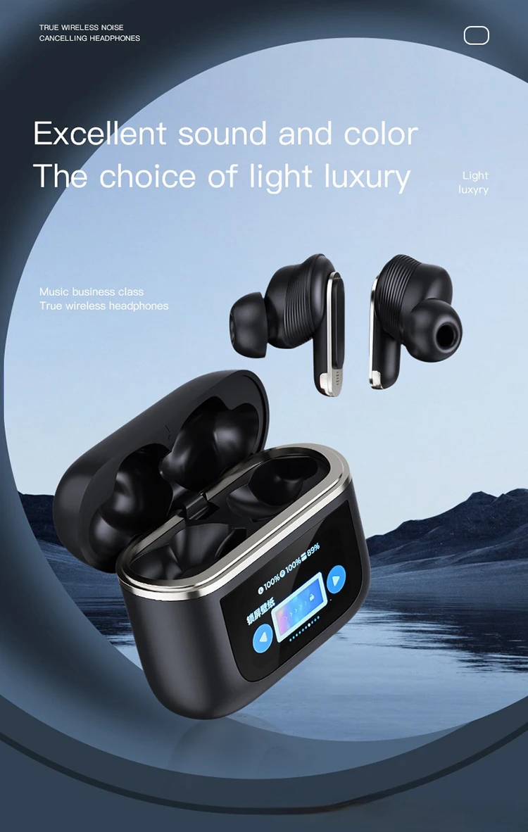 High Quality V8 Tws Earphones Lcd Full Color Touch Screen Anc Earbuds ...