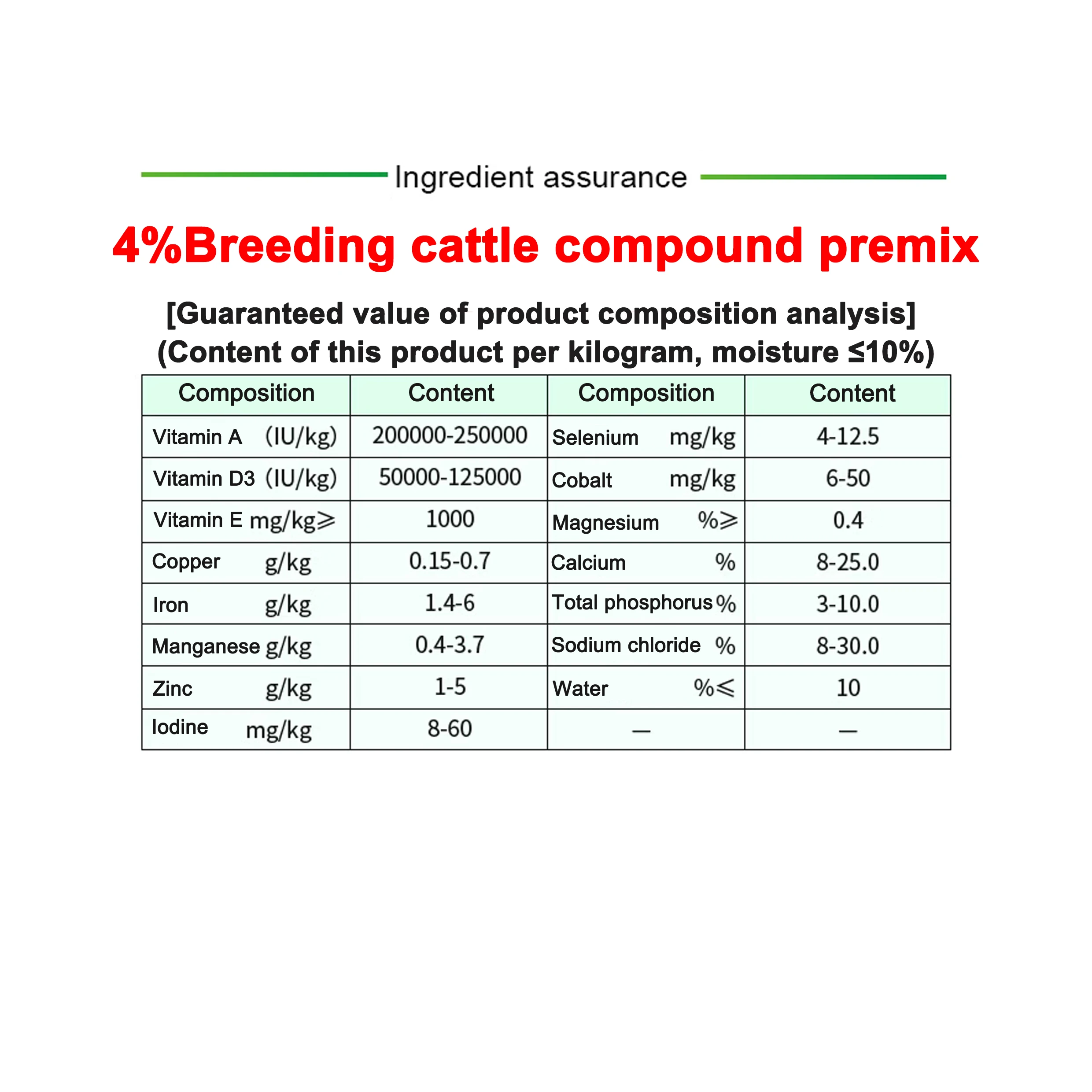 4% Cow Breeding Cattle Compound Premix Vitamins Supplement