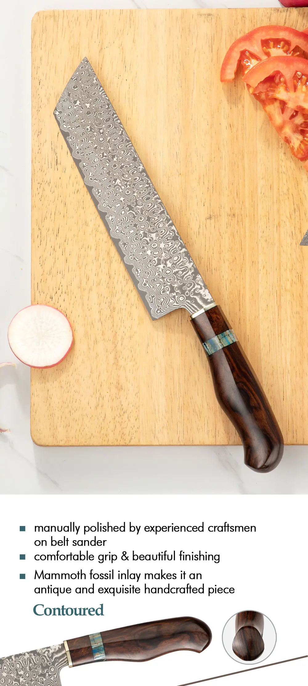 Damascus Knife Nakiri 8 Inch Cleaver 67 Layers VG10 Clad Steel Kitchen ...