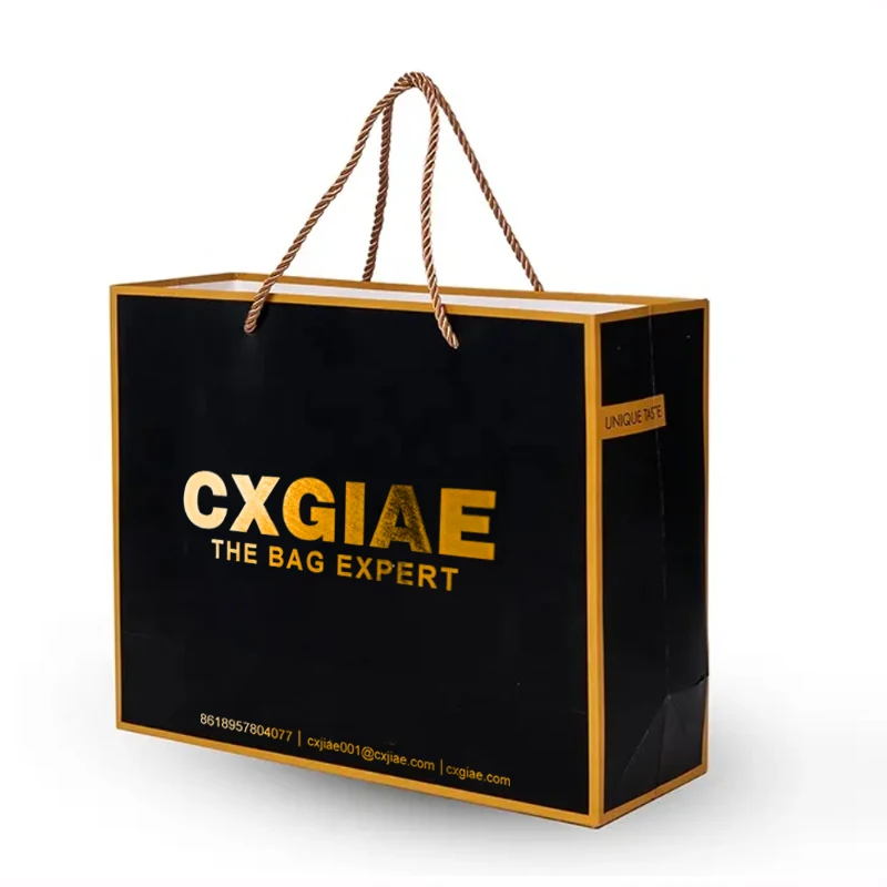 Luxury Cardboard Shopping Packaging Paper Bag With Hot Stamp Logo ...