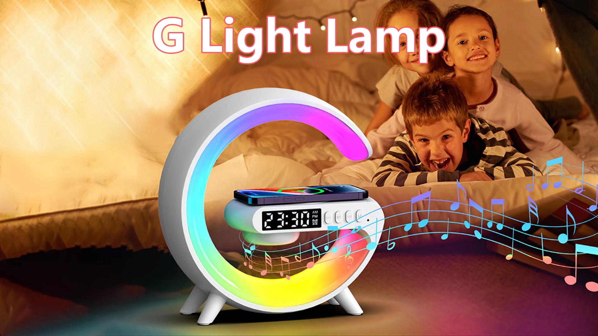 Wireless Charger Lamp Rgb Color Changing Bedside Light Mini Size G Lamp ...