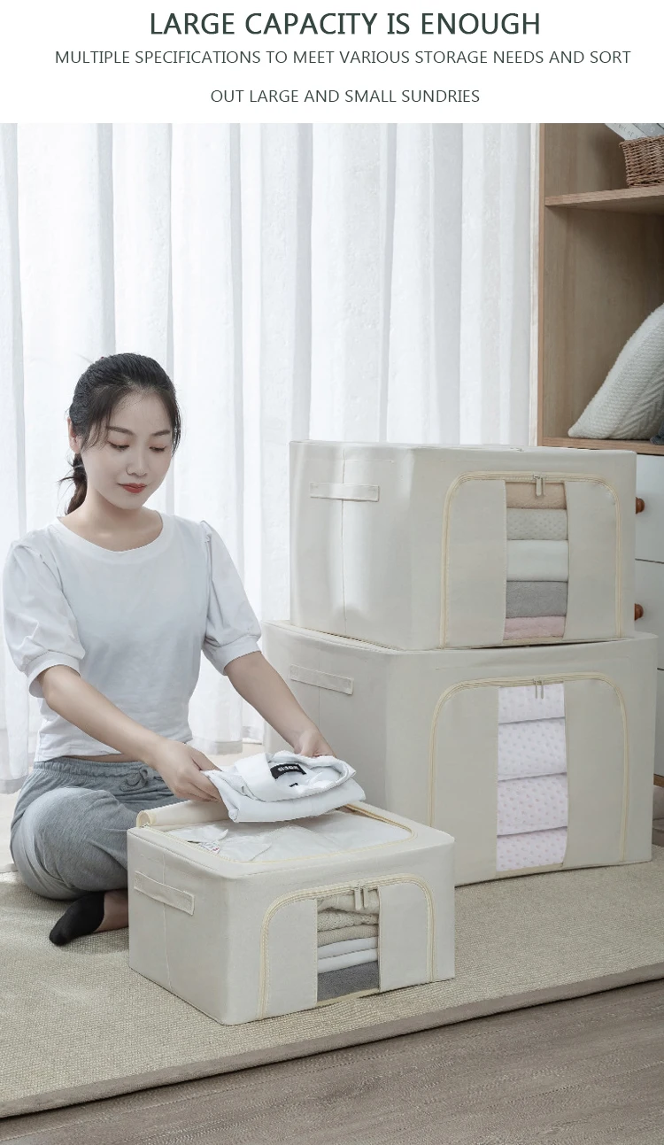 66L Normal Style Cotton Linen Steel Frame Moisture Dust Proof Folding ...