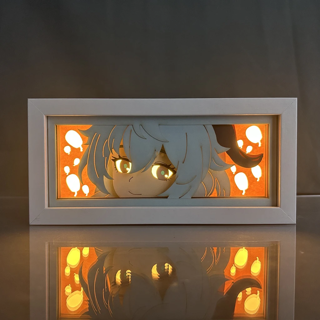Genshin Impact Arlecchino Light Box Wooden Laser Paper Cut Shadow Box ...