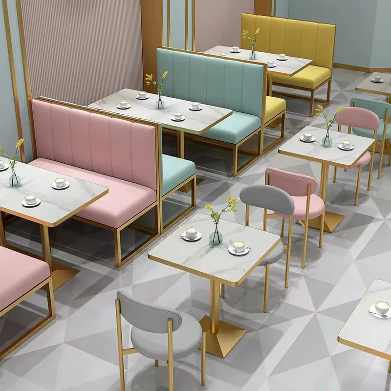 Modern Restaurant Furniture Booth Chair and Table Set Luxury Dining Table Set Restaurant Cafe Seating FastFood Sofa