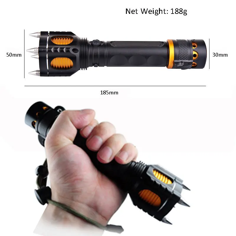 High Power 10W Torch Multi Function Self Defend Attack Led Flashlight ...