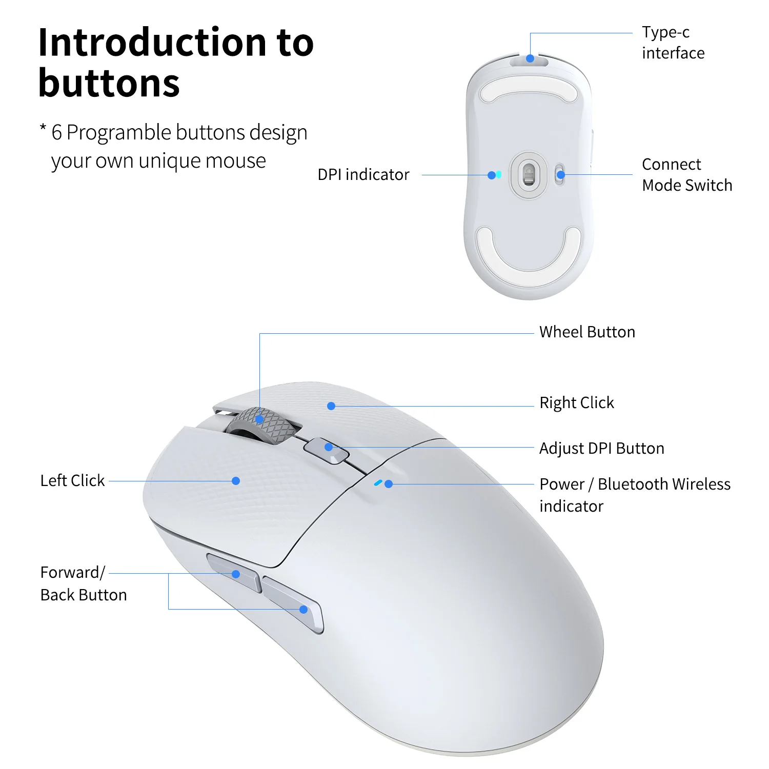 Customization Rechargeable Gaming Mouse Wireless Bt 2.4ghz Wired Light ...