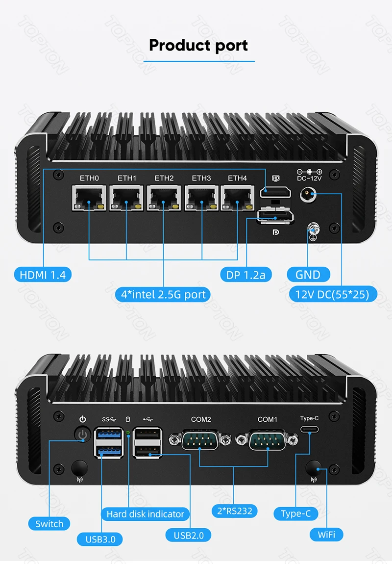 12th Gen 2.5g Firewall Router J6413 J6412 5x I226-v 2500m Lan Fanless ...