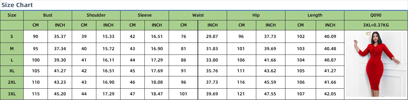 Q090 Hot Selling Ladies Office Dresses Women Formal Work Three Quarter Sleeve V Collar Bead ...