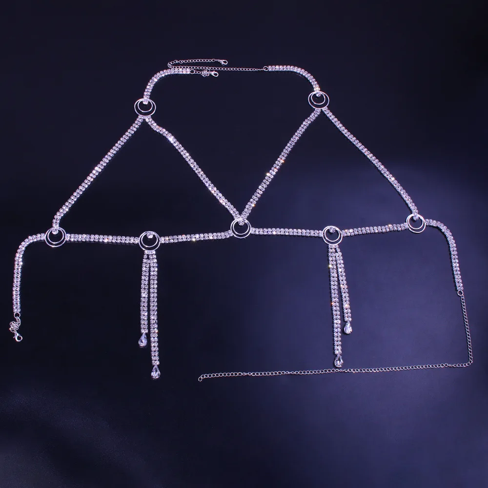 Fashion Geometric Tassel Sexy Blue Rhinestone Thong And Bra Set Leg ...