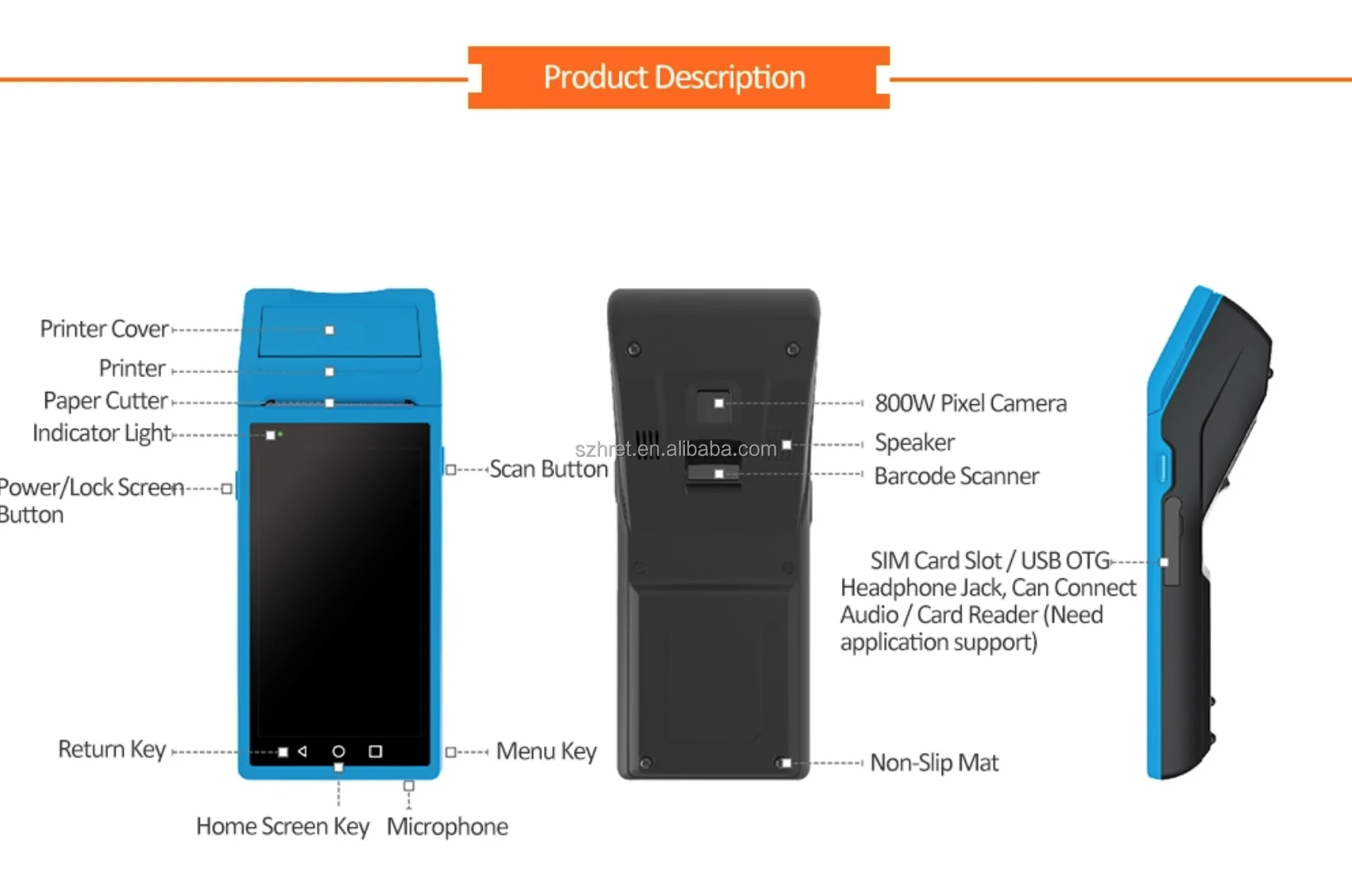 Q2I Pos Machine 3G Network Android 11 System 2GB RAM