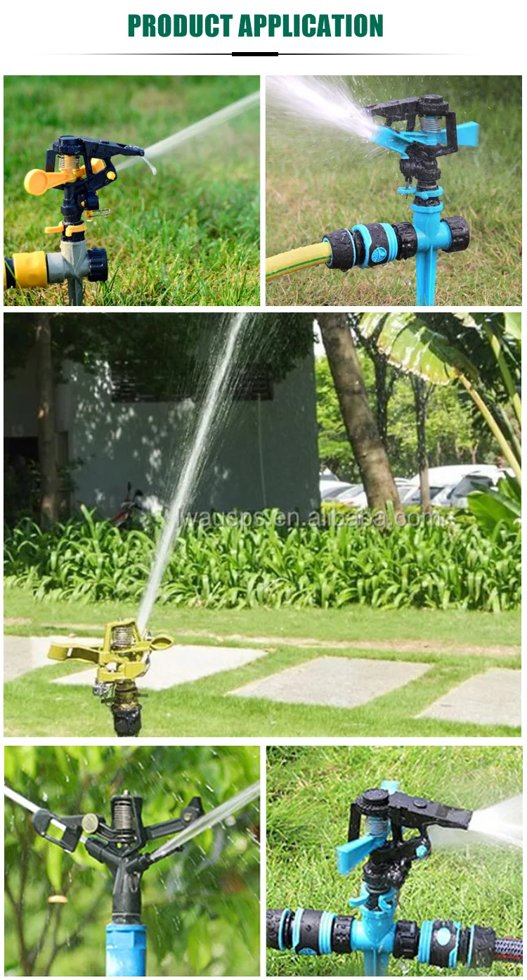 3/4 " Double Nozzles Sprinkler 360 Degree Rotating Plastic Impact ...