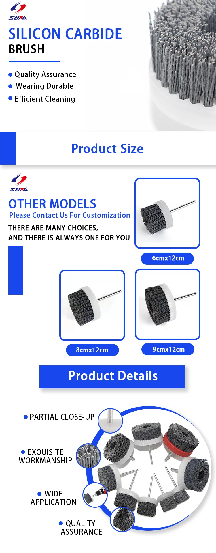 High Quality 80mm Fibre Base Silicon Carbide Brushes Polishing Brush Quartz Surface Finishing ...