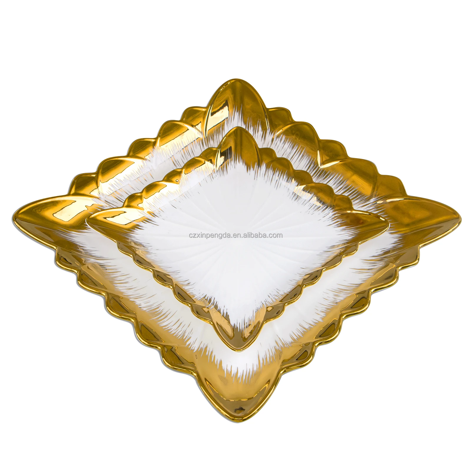 Modern Style Gold and White Dinner Set for Daily Use White Plates ...