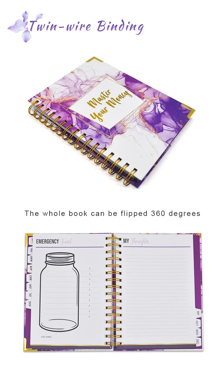 Custom Printed 120 Sheet Spiral Bound Hardcover Day Planner Journal ...