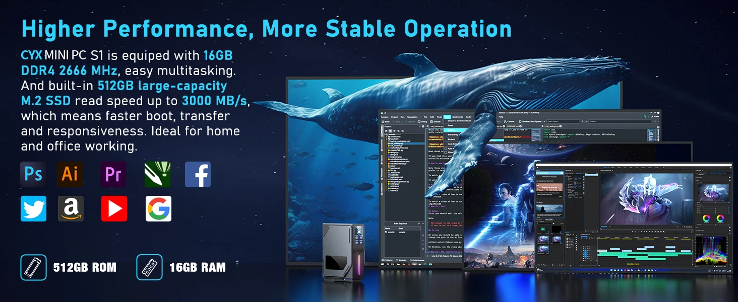 S1 LCD SCREEN Rgb Mini PC - Intel Alder Lake-N95 16GB DDR4