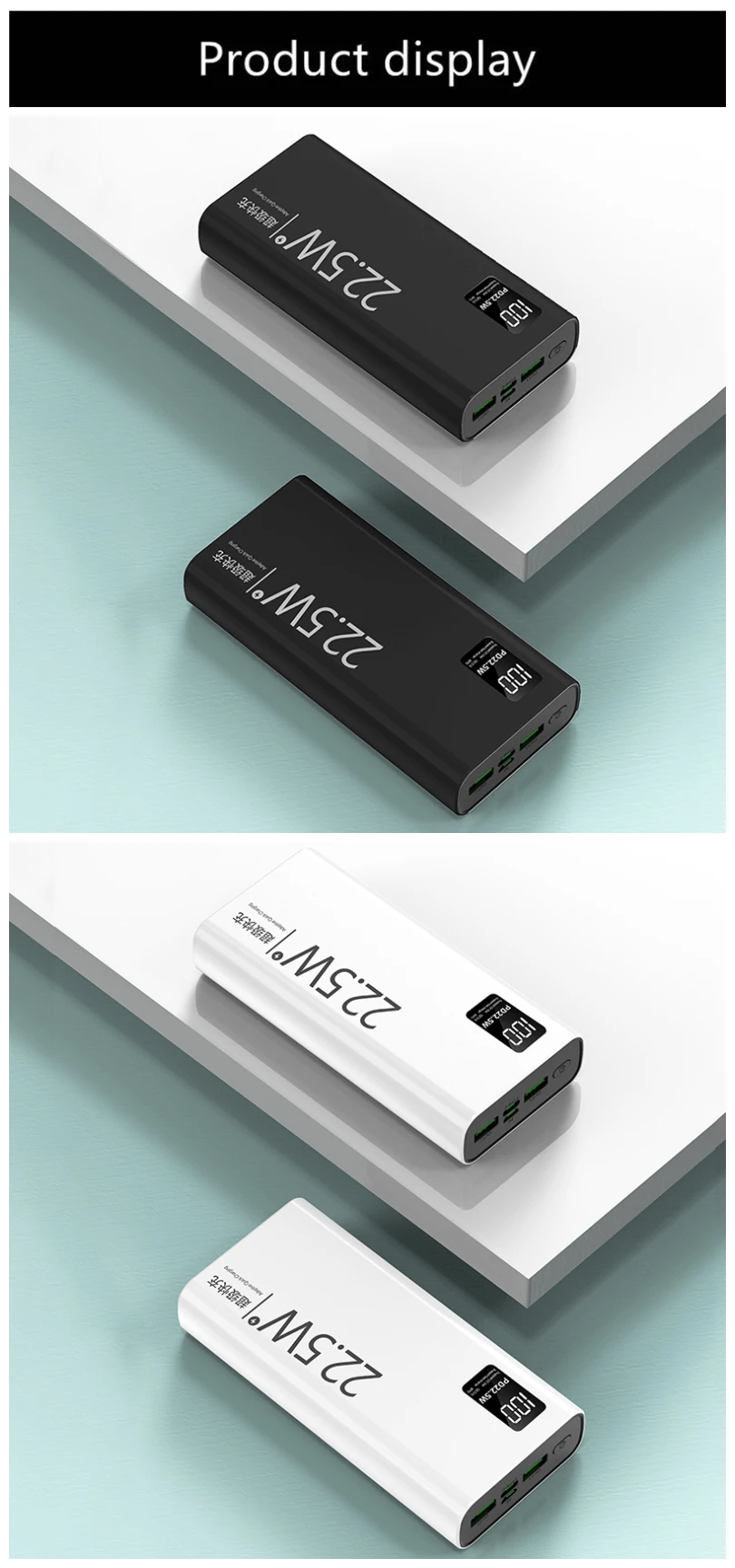 PD20W Power Bank 30000mAh, Dual USB, Type-C Fast Charger, Portable ...