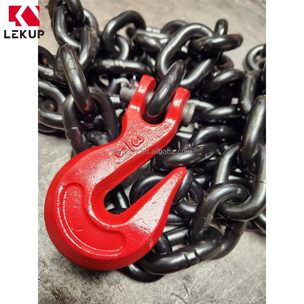 G80 Tow Chain with Clevis Grab Hooks Transport Chain Tie Downs 3/8'' X ...