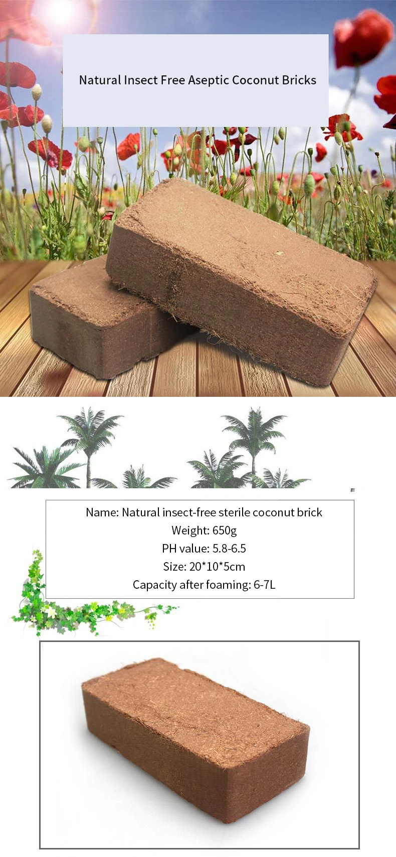 Biodegradable Cocopeat Blocks For Plant Growth Coco Pith Coir Fiber ...