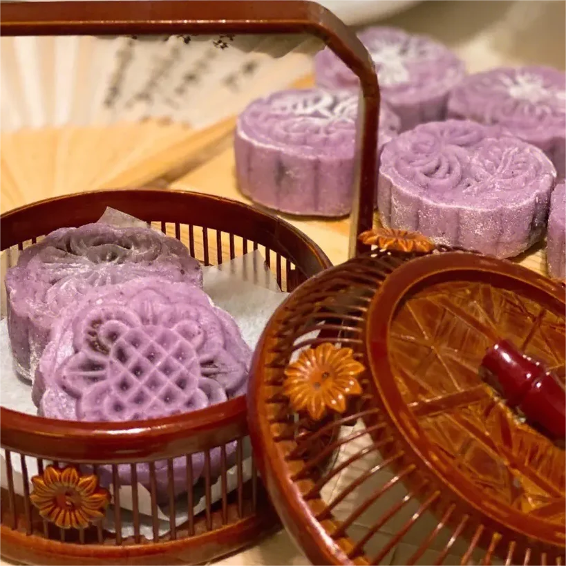 Iso Certified Purple Sweet Potato Mooncake Bun Chinese Mooncake With ...
