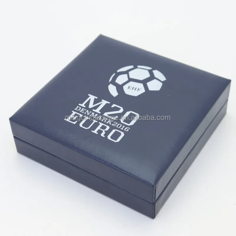 Custom Badge Packaging Box Black Pu Leather Jewelry Packaging Box With ...