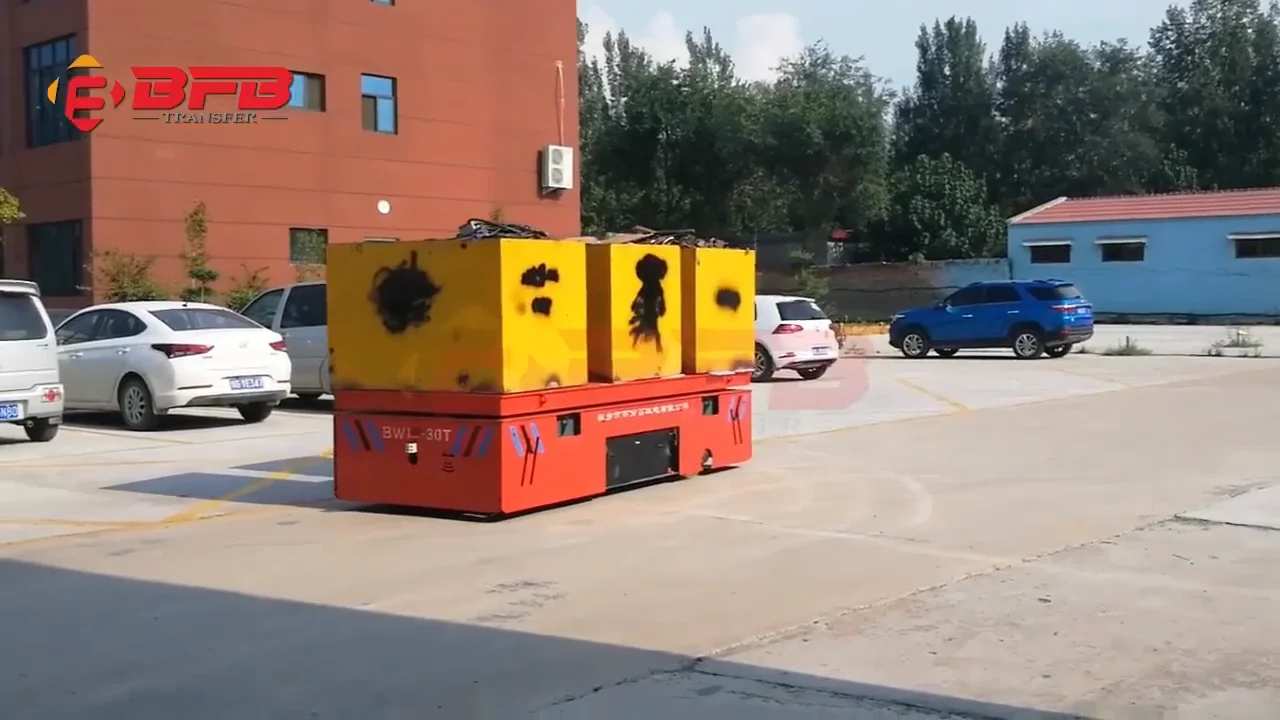 Heavy Duty Pu Wheel Steel Platform Turning Steerable 50t Trackless ...