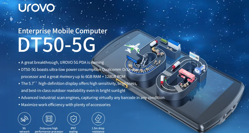 UROVO DT50 5G Network Barcode PDA - Rugged Industrial Computer