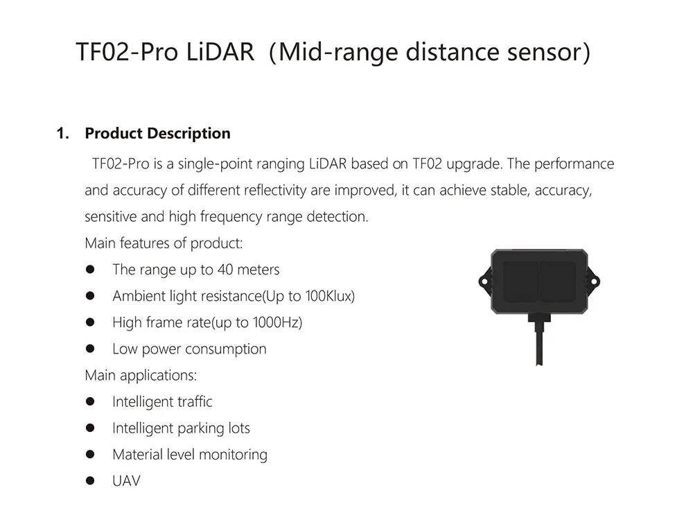 Cuav Tf02-pro Lidar Laser Lidar Range Finder Sensor Tof Module Single ...