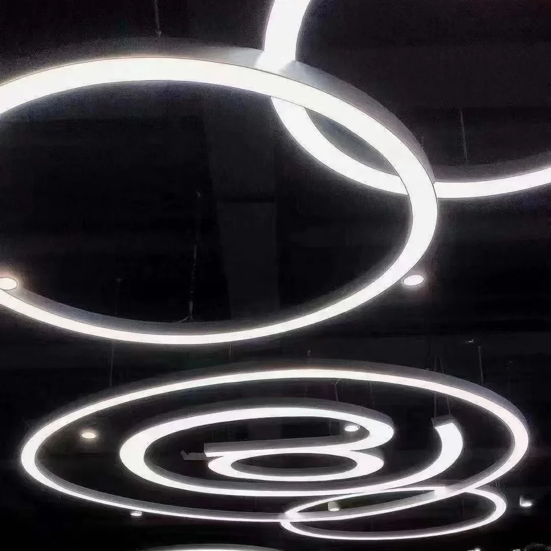 Suspended Round Curve Linear Light Led Chandelier Modern Circle Pendant ...