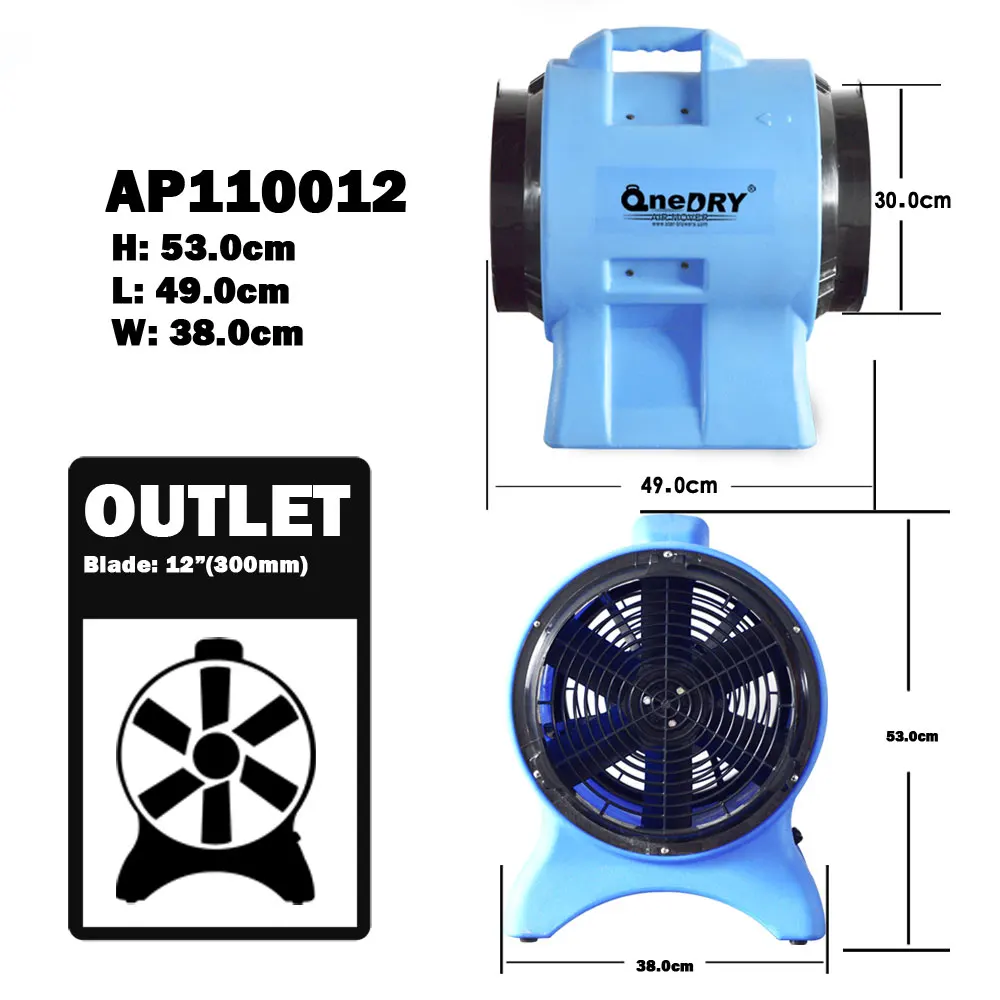 1.0HP Confined Space Ventilation Fan - 3000CFM Air Mover