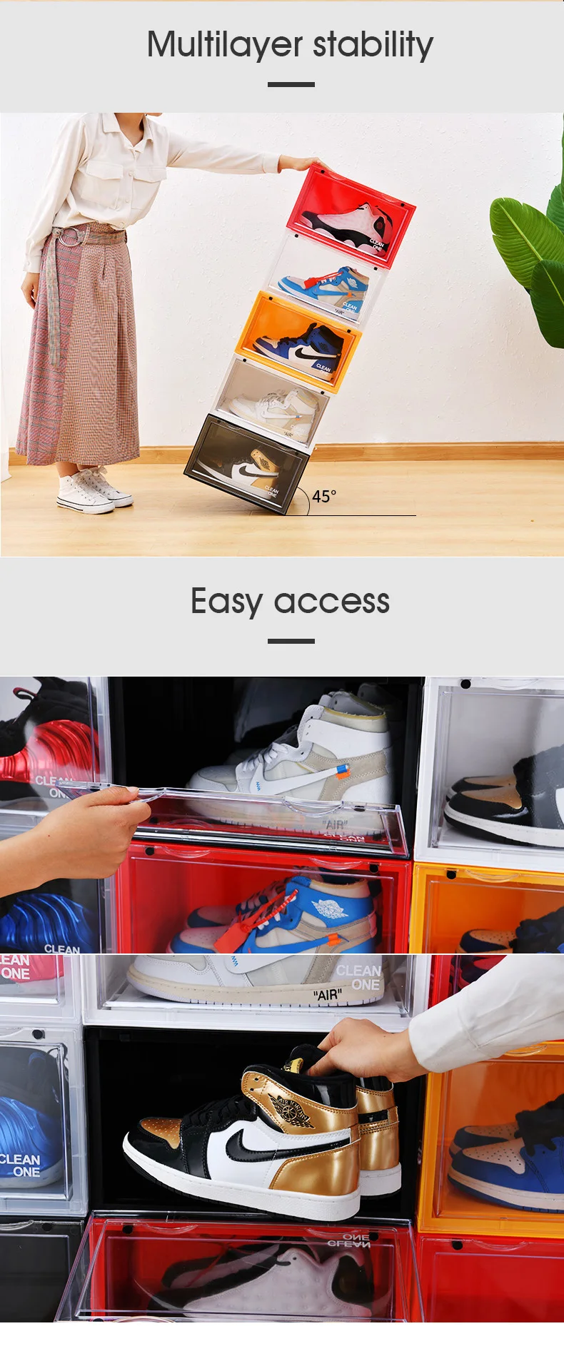 Clear Transparent Acrylic Sneaker Shoes Shoe Rack Racks Box Boxes Shef ...