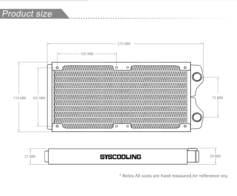 Syscooling Radiator Pt240 Copper Radiator 240mm Thickness 27mm Water ...
