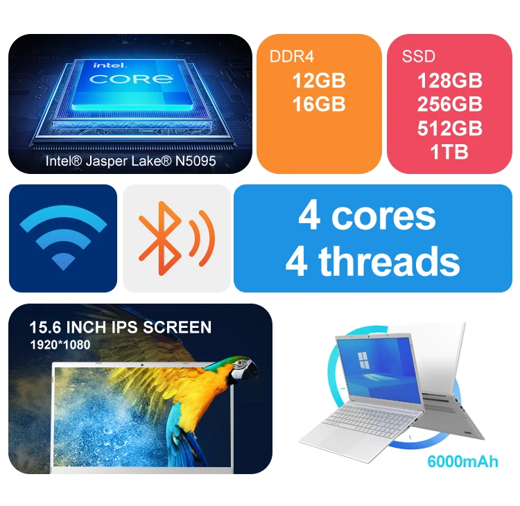 VTEX New Slim Laptop Notebook 15.6 Inch - 12GB/16GB RAM