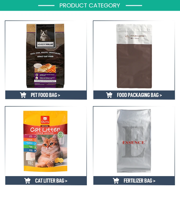 Customization Gusset Foil Empty Feed Big Stand Up Packaging Bag For Cat ...