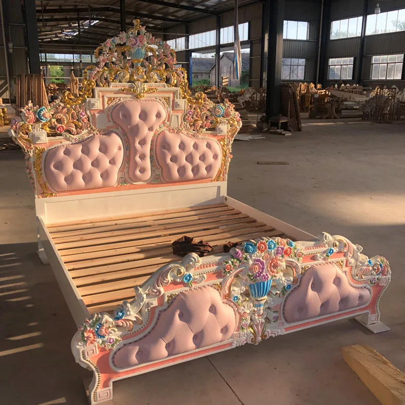 French Palace Bed European Style Master Bedroom Painted Solid Wood ...