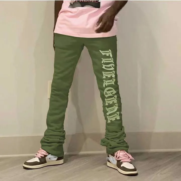 Custom LOGO High Street Men Sweatpants Streetwear Hip Hop Stack Fleece ...