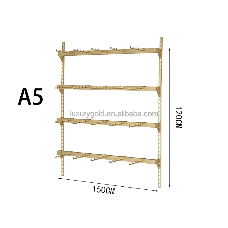 Custom Gold Wall Mount Lingerie Rack Bra Display Stand Underwear Shelf ...