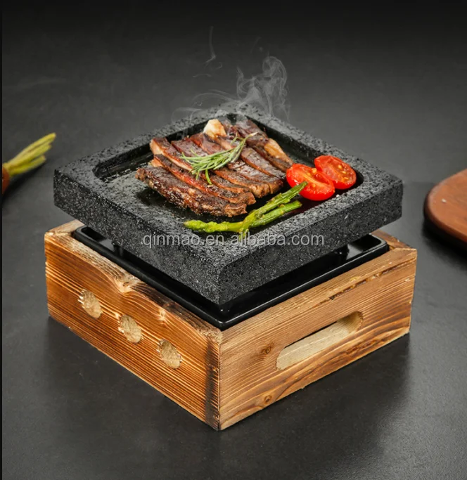 Lava Stone Square Cooking Board & Portable Outdoor BBQ Stove