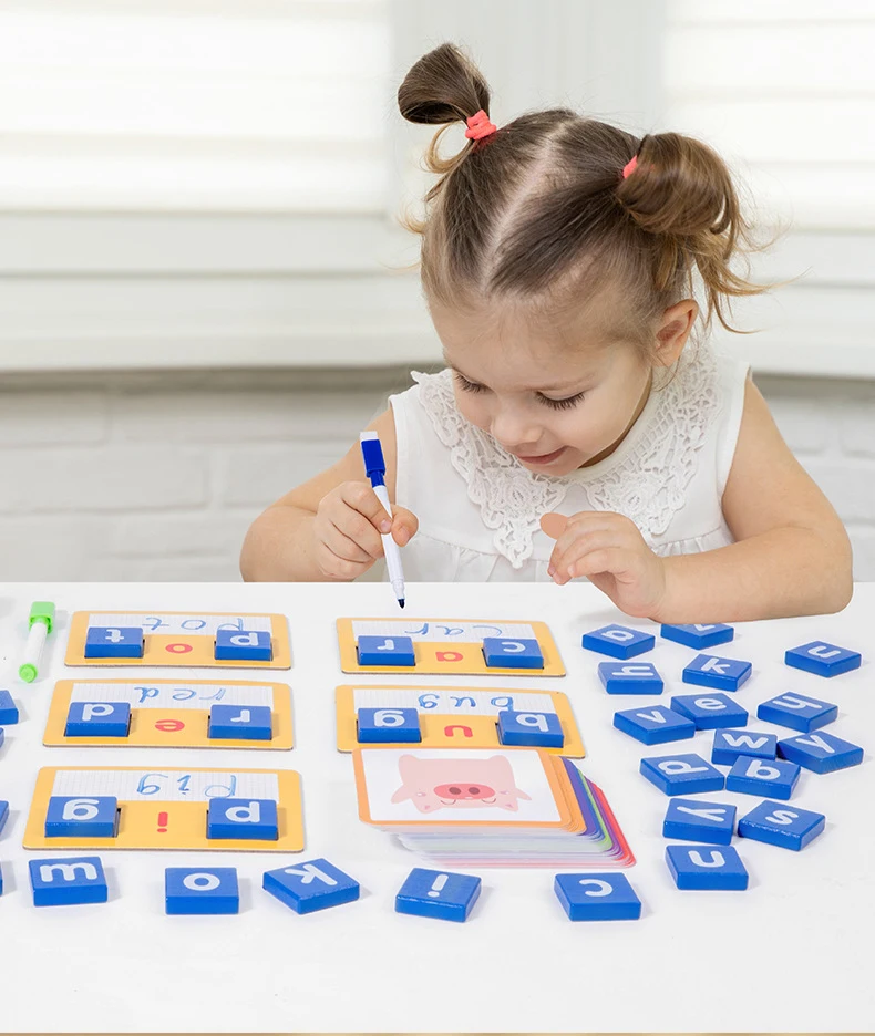 Classic Children Enlightenment Spelling Game Alphabet Blocks Word Cards ...