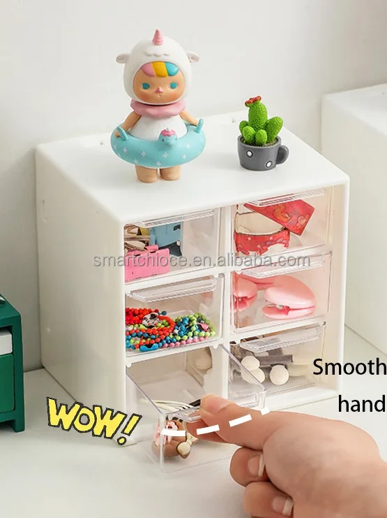 6 Grids New Transparent Girl Color Desktop Rubber Band Hair Accessories ...