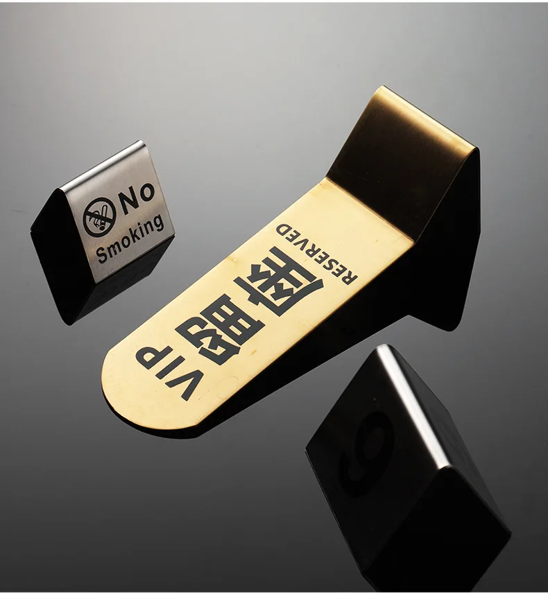 Stainless Steel Table V-shaped Table Reserved Restaurant Number Plate ...