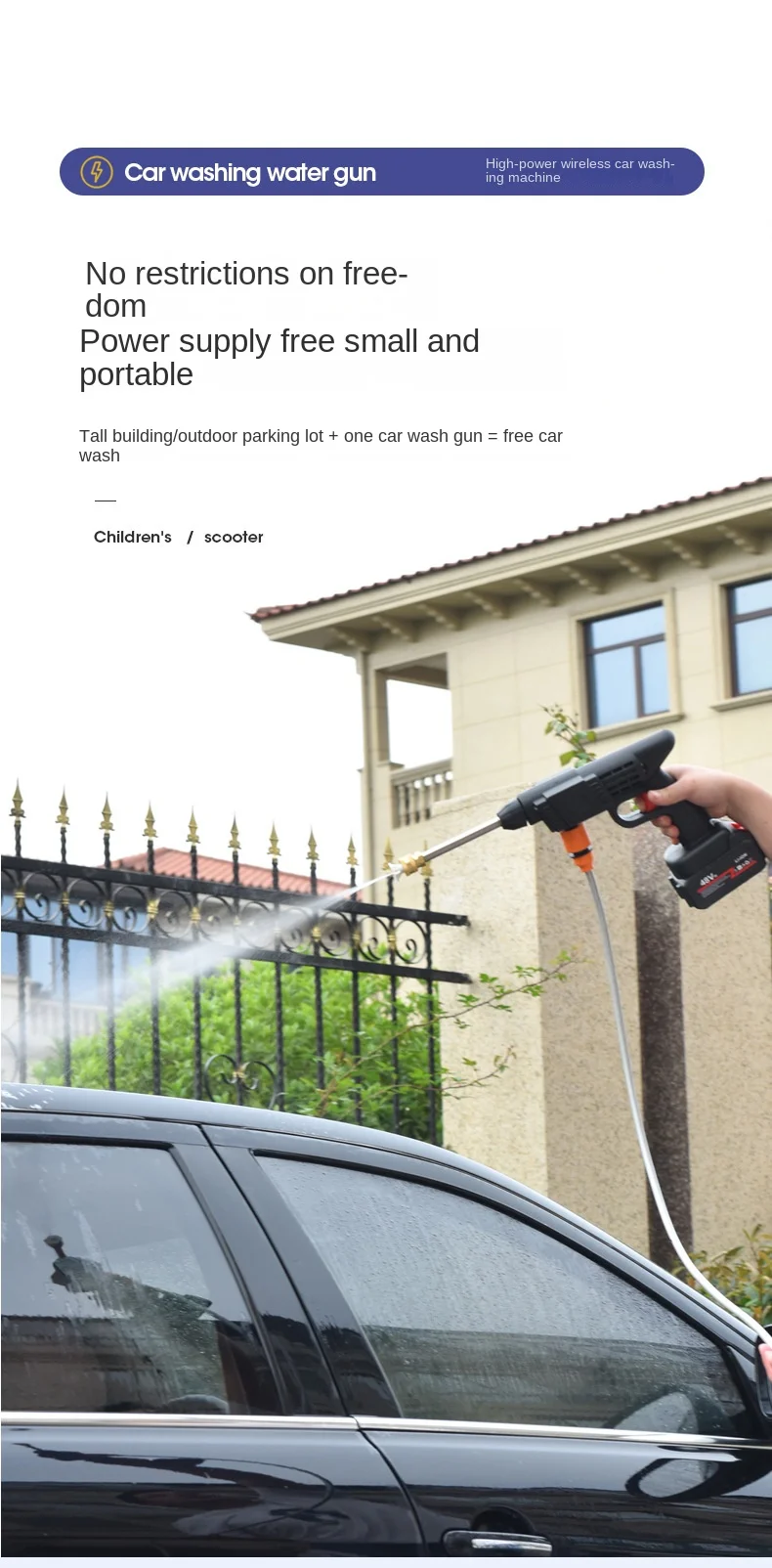 Odm 24v High Pressure Cordless Car Washer Wireless Spray Portable Water ...