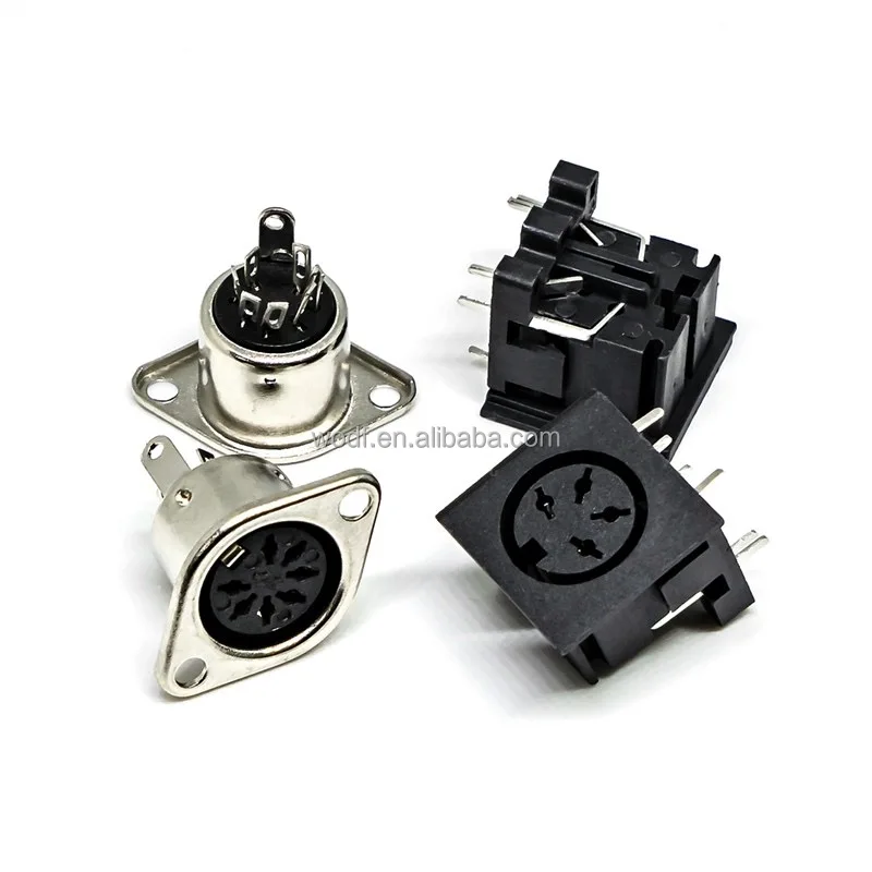 Mini Round DIN Socket Jack PCB Panel Mount - 3pin to 8pin