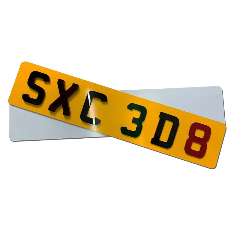 Custom UK Blank Acrylic Car Number Plates with 4D Digits