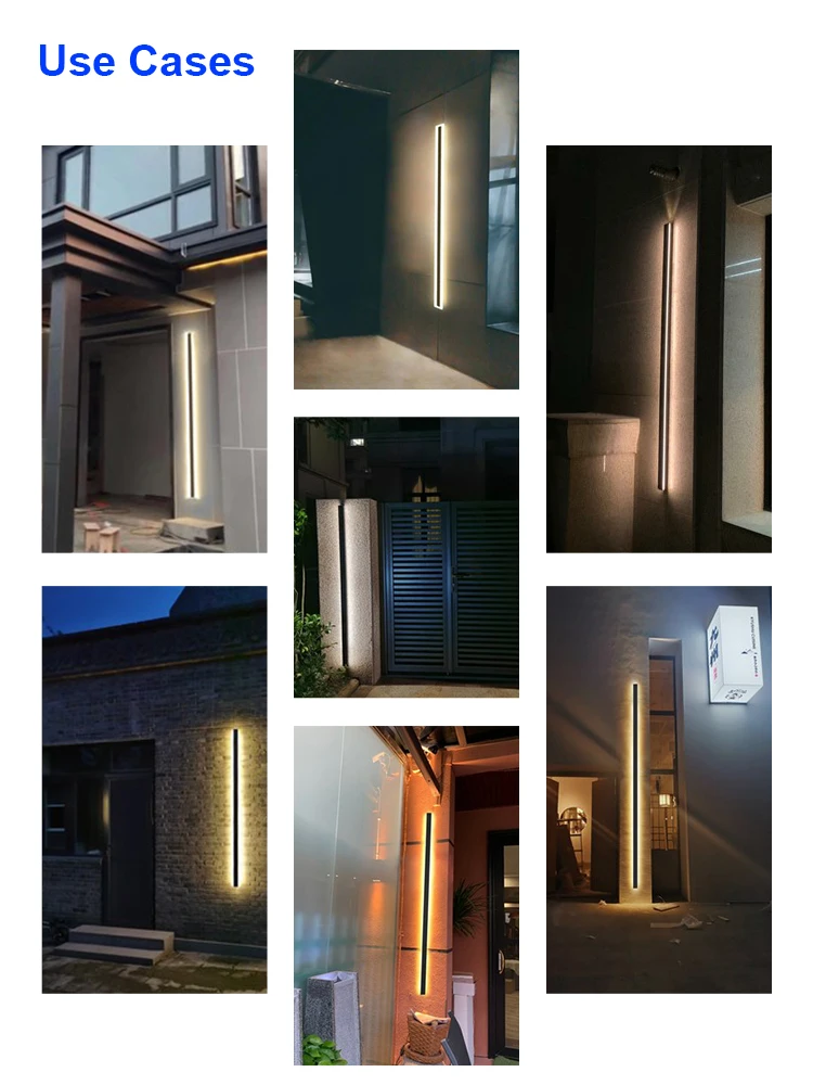 Modern Long Strip Garden Porch Wall Lamp Black Outdoor Porch Led Linear ...