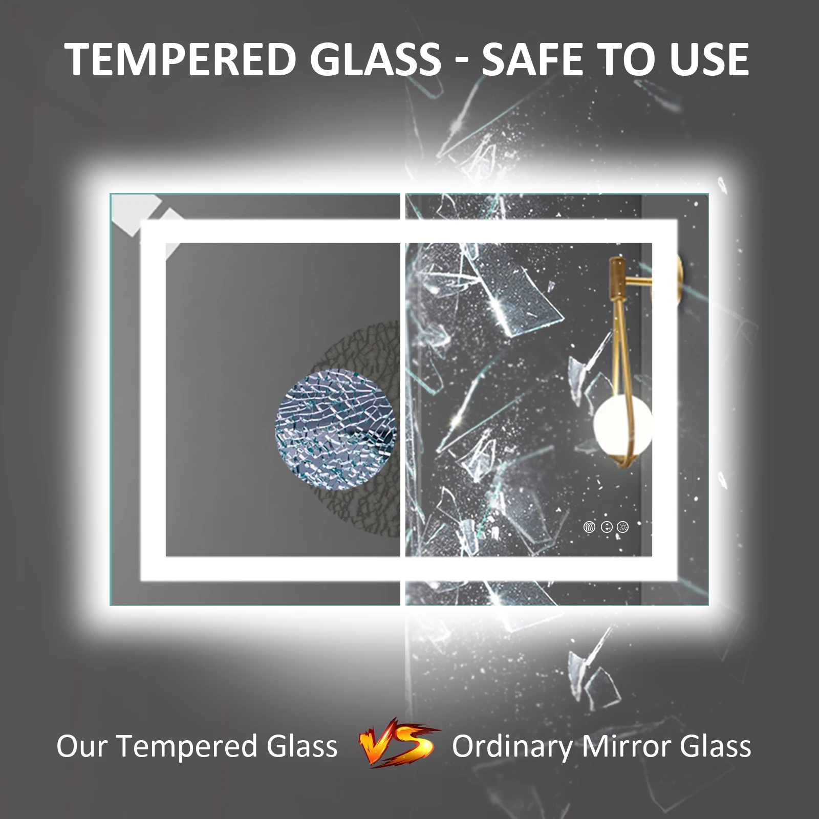 Waterproof Defogger Illuminated Mirror Large Rectangle Smart Touch ...