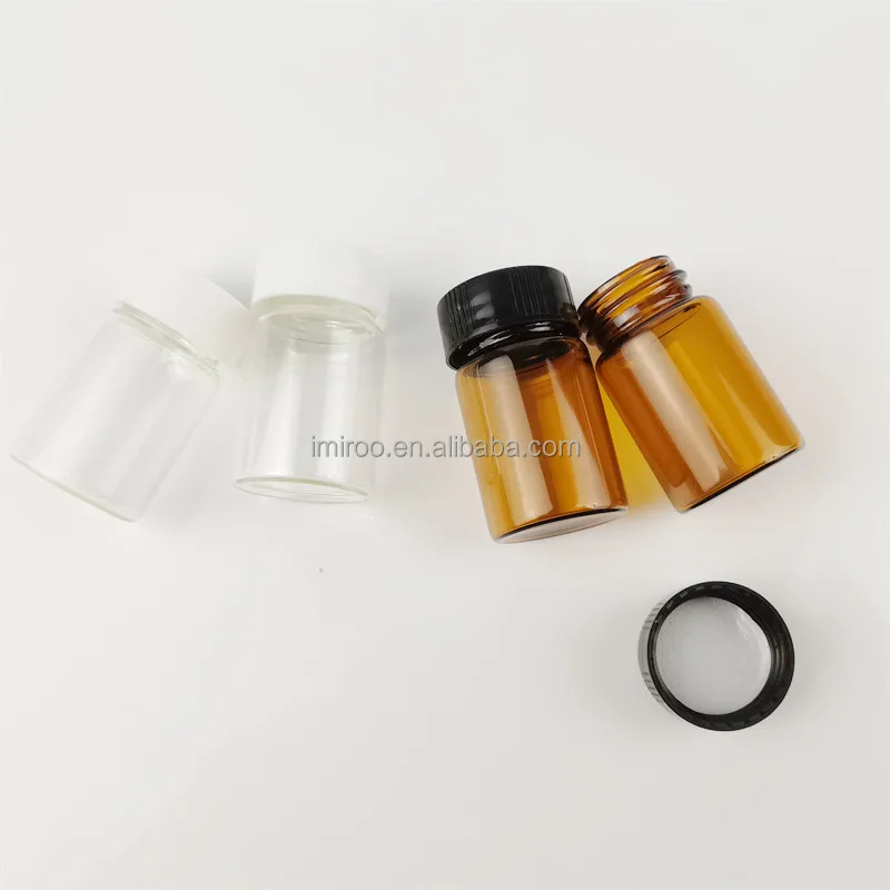 15ml Small Clear Glass Pill Bottle Wide Mouth For Tablet Pharmaceutical ...
