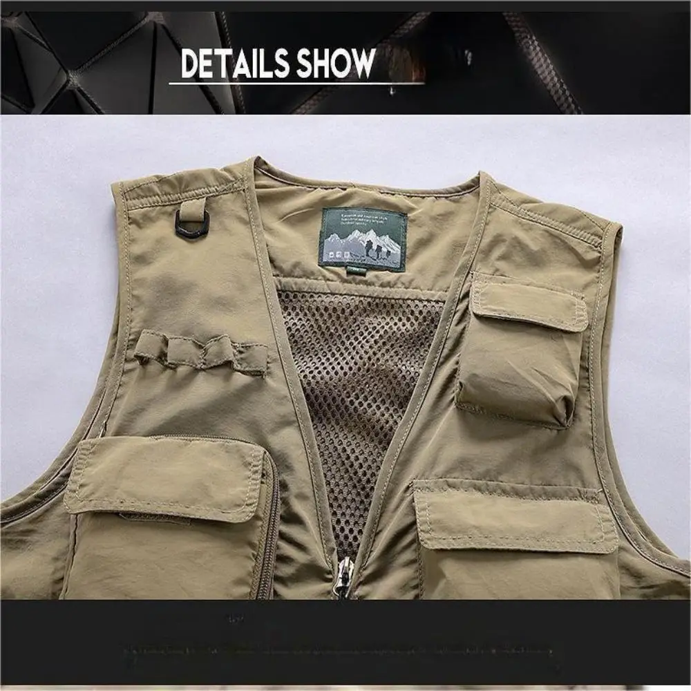 Men's Multi Pocket Multi Functional Vest Removable Back Vest ...